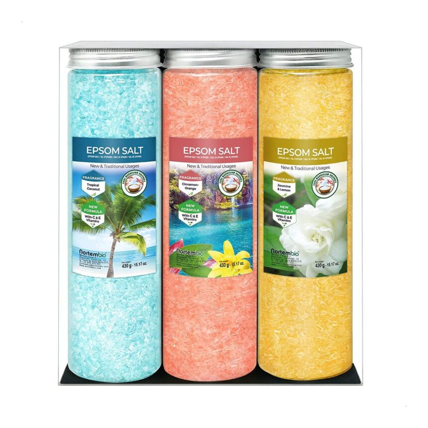 Sales de Epsom 3x430 g. 100% Fragancia Jazmín, Canela y Coco. Hidratada ...